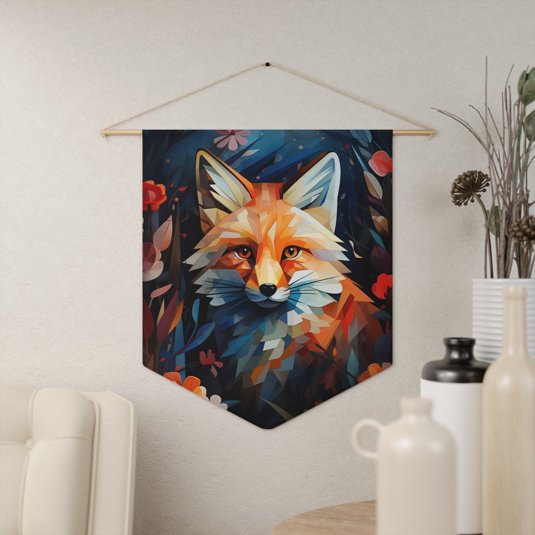 Japanese Fox Wall Pennant, Fox Wall Art, Japan Room Decor, Japanese ...