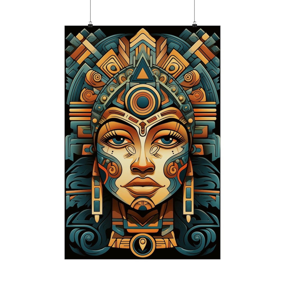 Aztec Princess Fantasy Art Poster, Aztec Wall Art, Aztec Home Decor ...