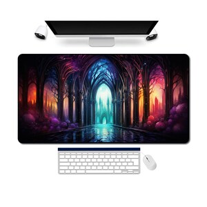 Vibrant Gothic Archway, Gothic Desk Mat Gothic Mouse Pad, Cute Desk Pad ...