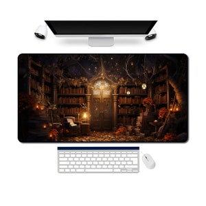 Dark Academia Deskmat Witchy Mousepad Enchanted Library Mat - Etsy
