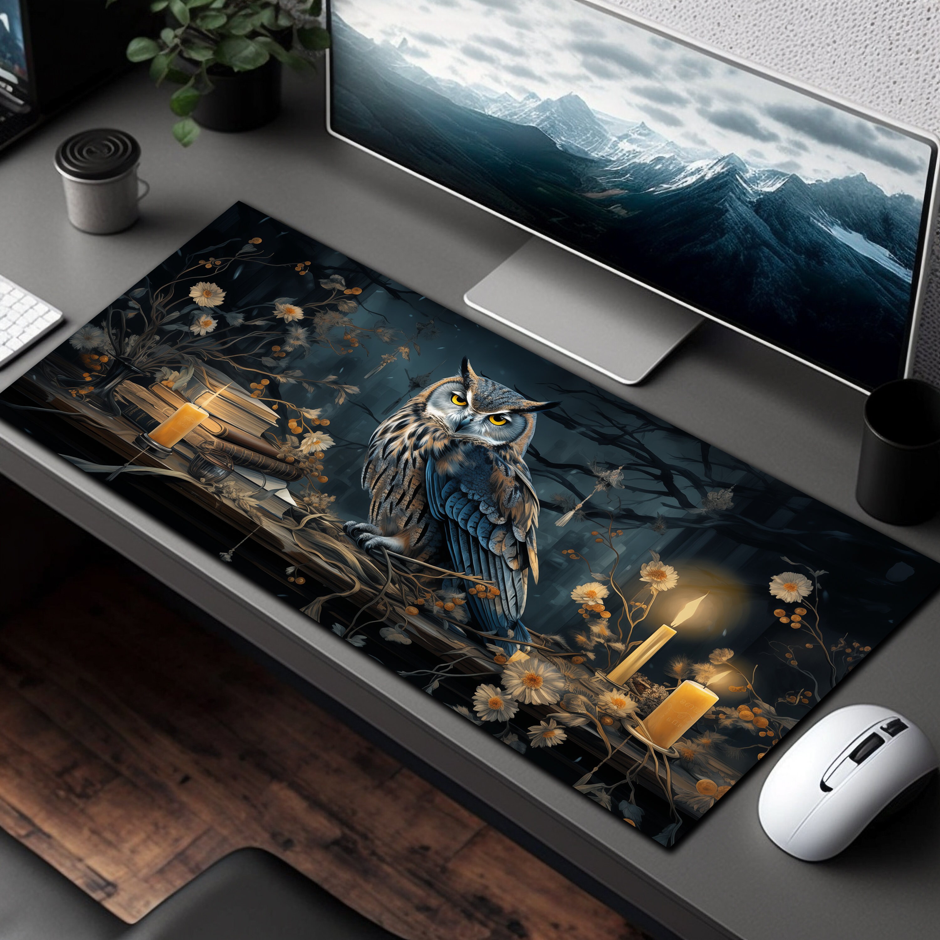 The Wisdom of Owls, Cute Desk Mat, Owl Desk Pad, Gaming Mouse Pad ...