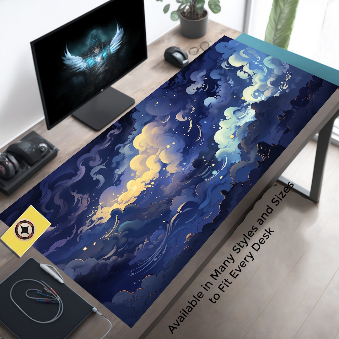 Pastel Mouse Pad, Blue Desk Mat, Kawaii Mouse Pad, Sky Desk Pad ...