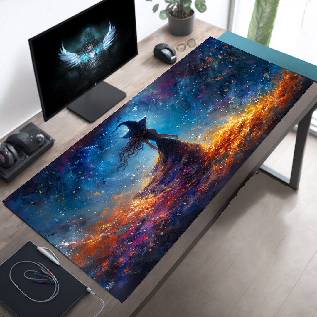 Celestial Witch Desk Decor, Witchy Desk Mat, Witch Mouse Pad, Cute ...
