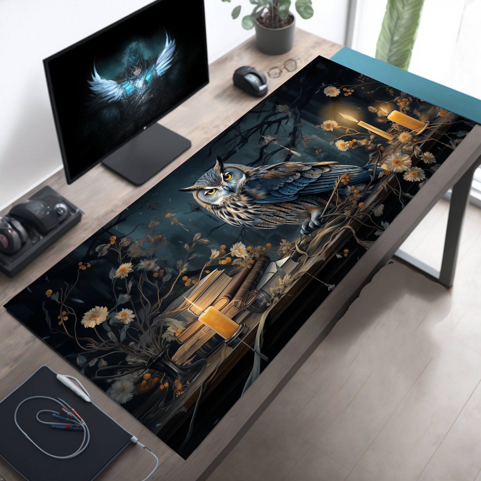 The Wisdom of Owls, Cute Desk Mat, Owl Desk Pad, Gaming Mouse Pad ...