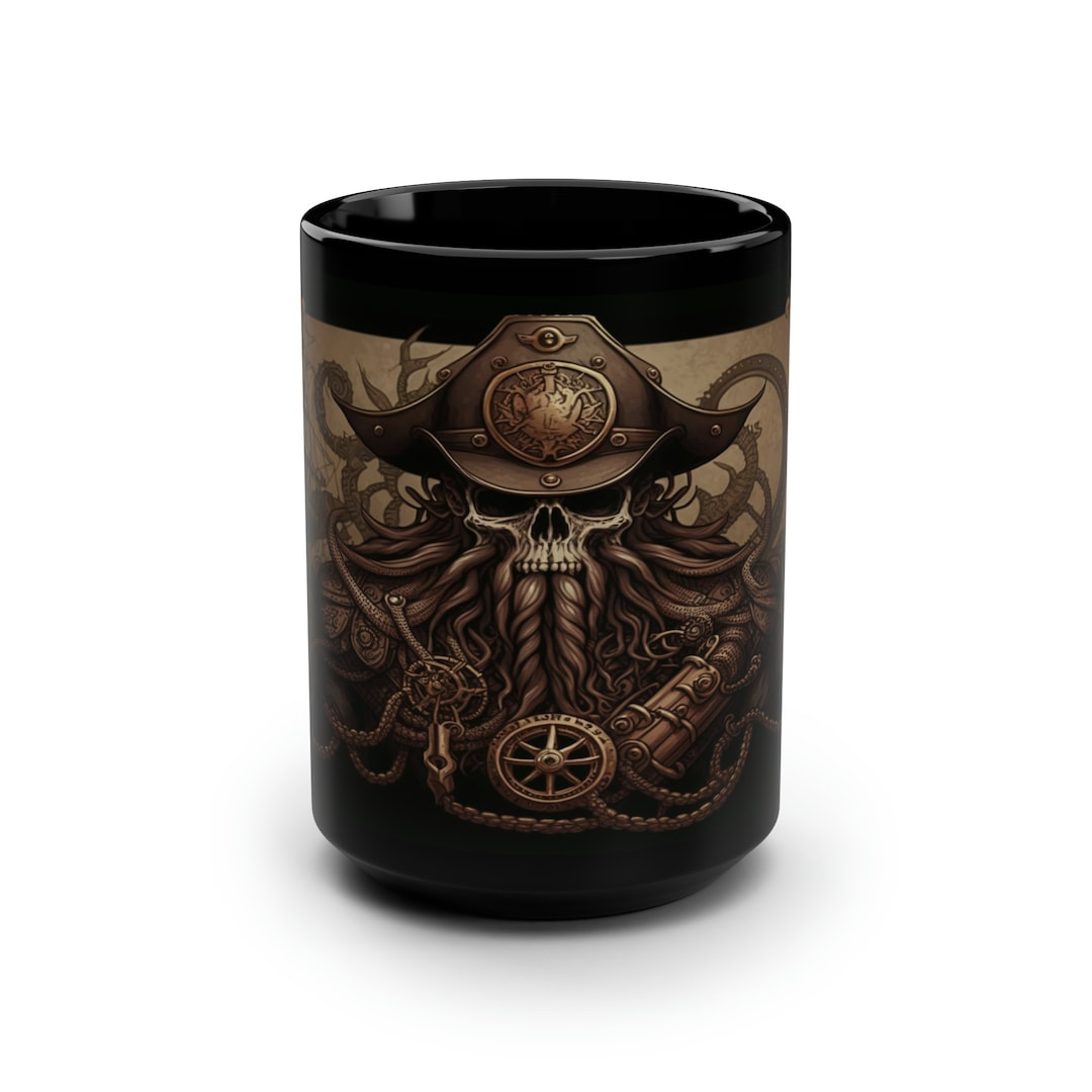 Fantasy Steampunk Western Pirate Skull Art Mug, 15oz Fantasy Coffee Mug ...