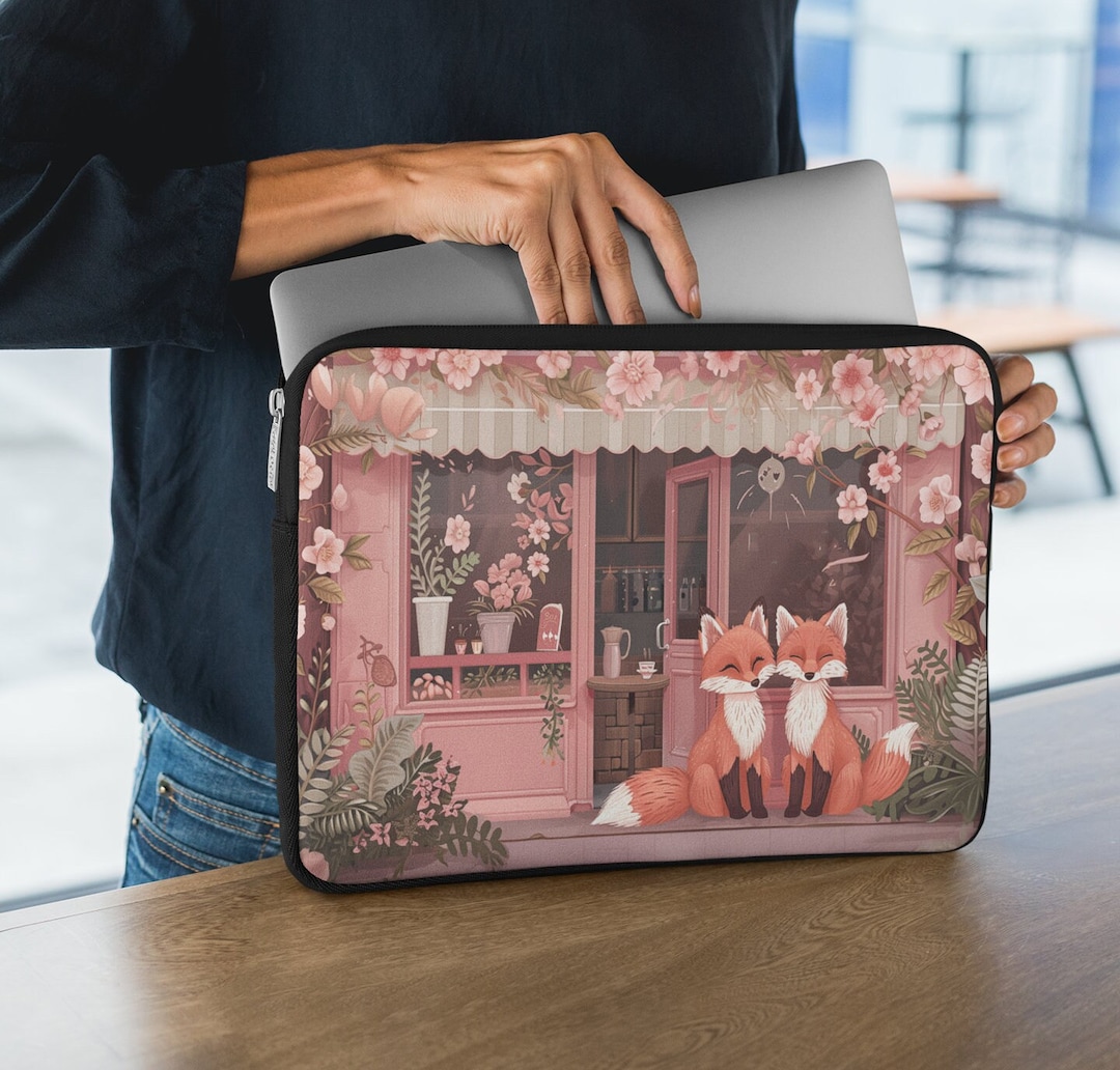 Kawaii Cute Foxes Cafe Anime Laptop Sleeve, Kawaii iPad Sleeve, Cute ...