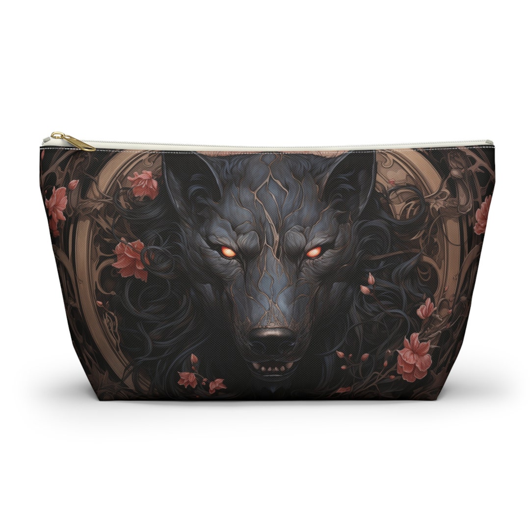 Gothic Wolf Travel Makeup Bag, Dark Cottagecore Cosmetic Bag, Goth ...