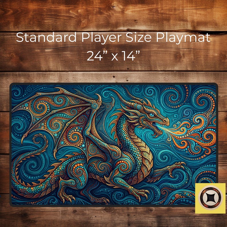 TCG Playmat With Colorful Pointillism Dragon - Etsy