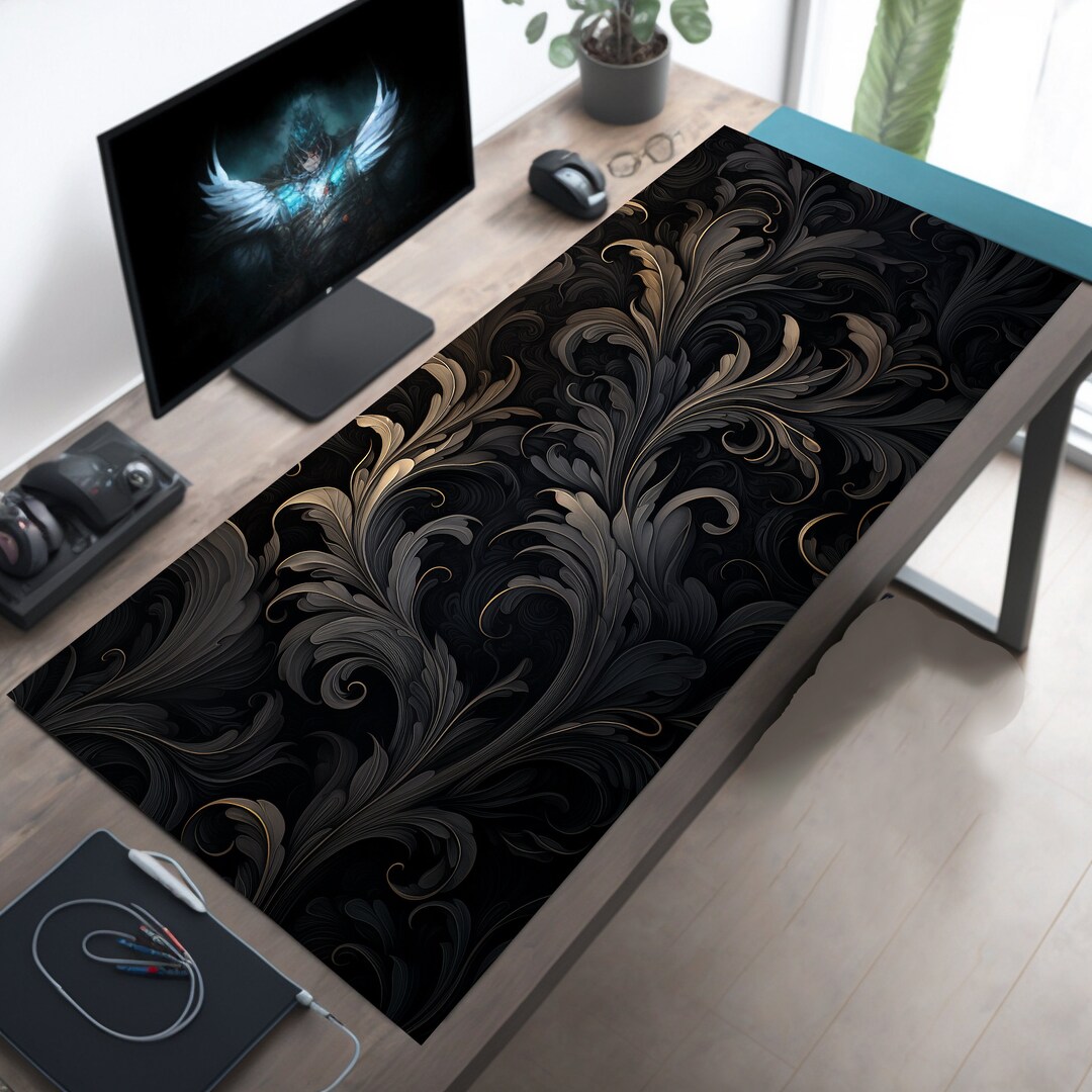 Gothic Swirl Art Desk Mat, Goth Desk Pad, Gothic Office Decor, Goth ...