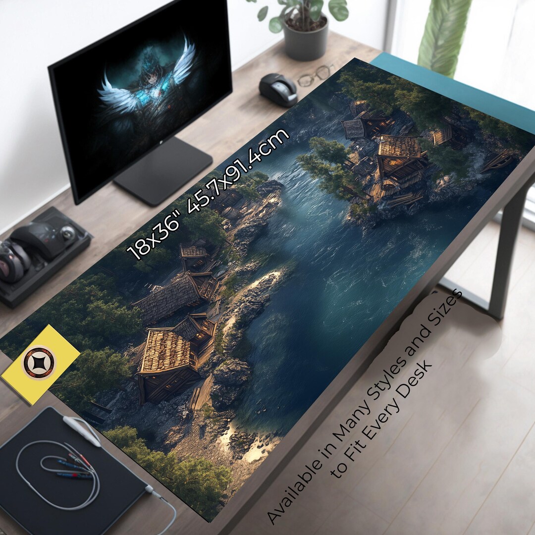 Viking Longhouses Along the Fjord Fantasy Gaming Playmat for TCG or PC ...