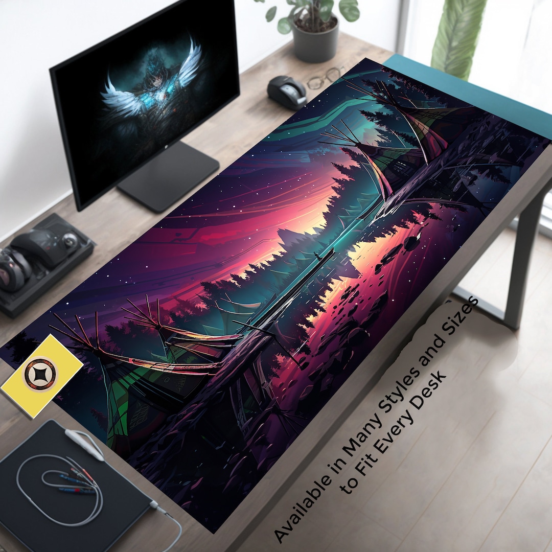 Native American Desk Mat, Mousepad, Tipi Mouse Pad, Northern Lights ...