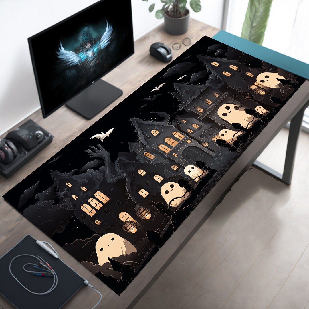 Cute Kawaii Goth Ghosts Desk Mat, Goth Mouse Pad, Ghose Mousepad, Cute ...