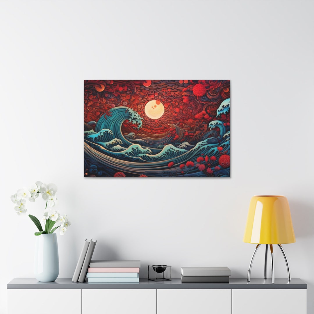 Tsunami Wall Art, Large Canvas Print, Great Wave Wall Decor, Unique ...