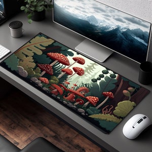 Mushroom Mouse Pad Cottagecore Mousepad Mushroom Desk Mat XL Cute Desk ...