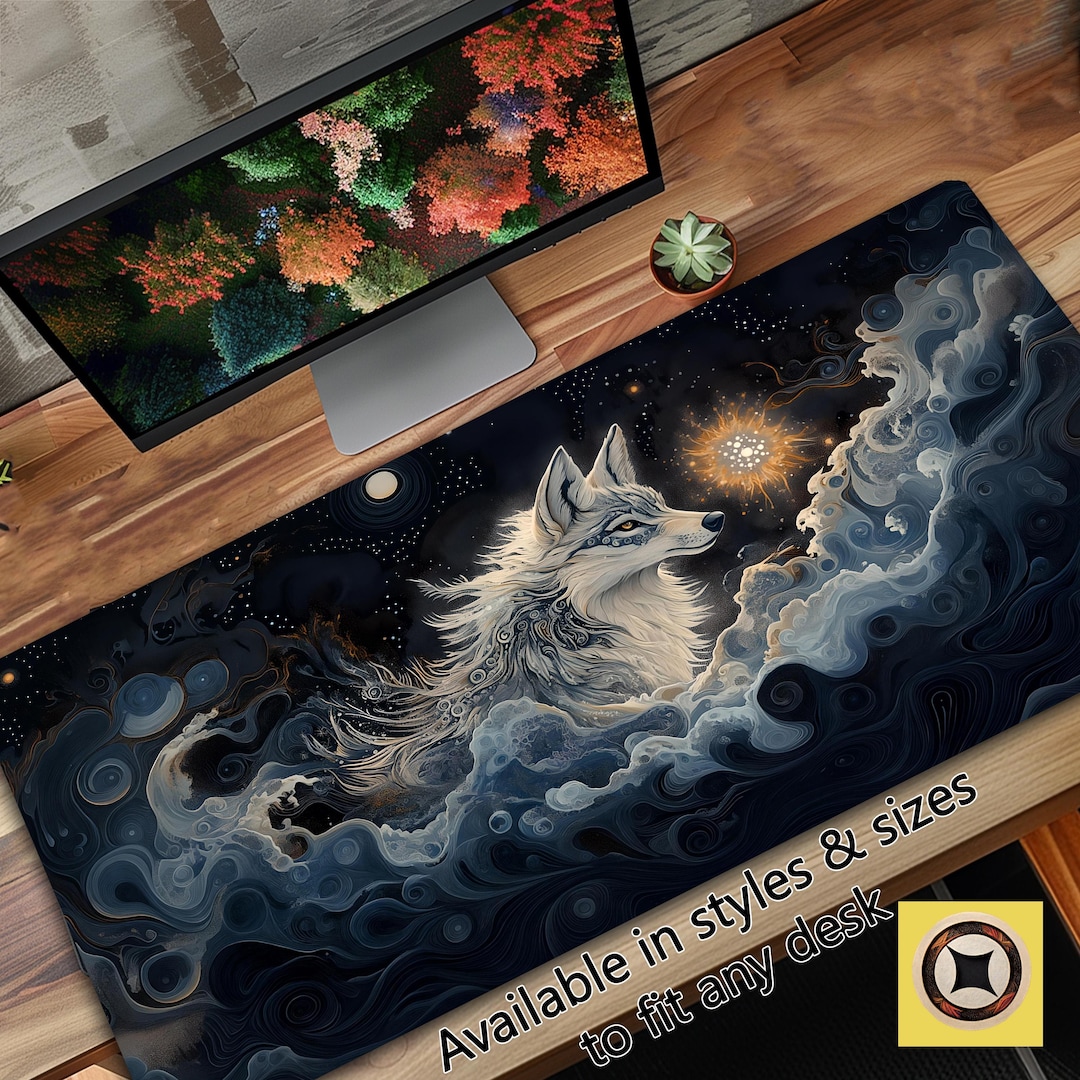 Mystic Celestial Wolf Playmat for Table Top and PC Gamers - Wolf Lovers ...