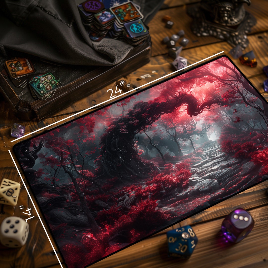 Enchanted Crimson Forest 24x14 Custom Playmat for Table Top Gaming, TCG ...