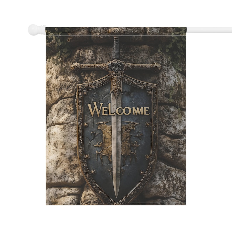 Medieval Art Garden Flag - Home Welcome Sign Featuring Medieval Wall ...