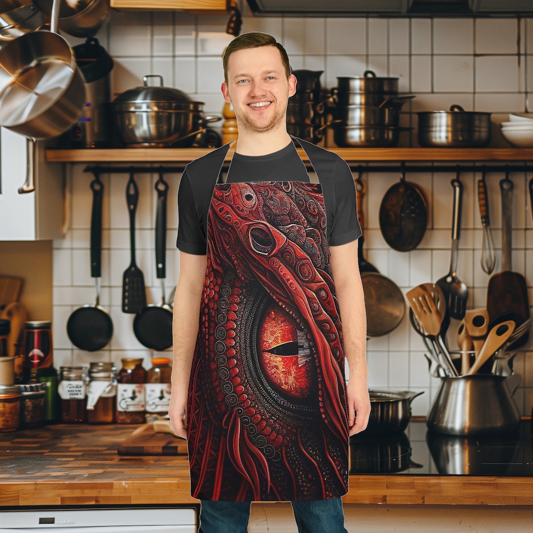 Dragon Eye Print Apron, All Over Print Kitchen Apron, AOP Apron, Japan ...