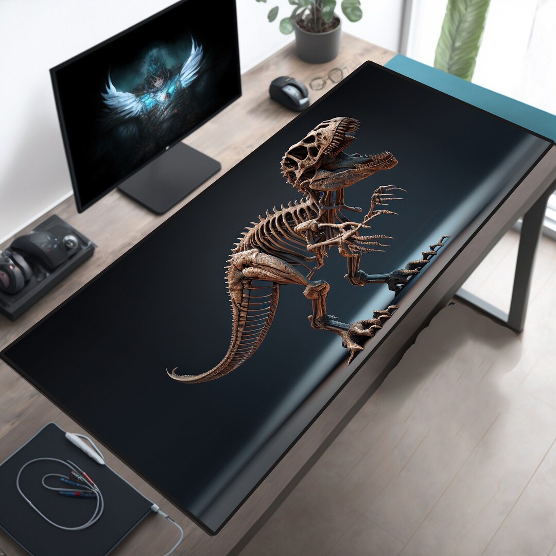 T-rex Dinosaur Skeleton Desk Mat Cute, XL Mouse Pad, Large Desk Mat Pad ...