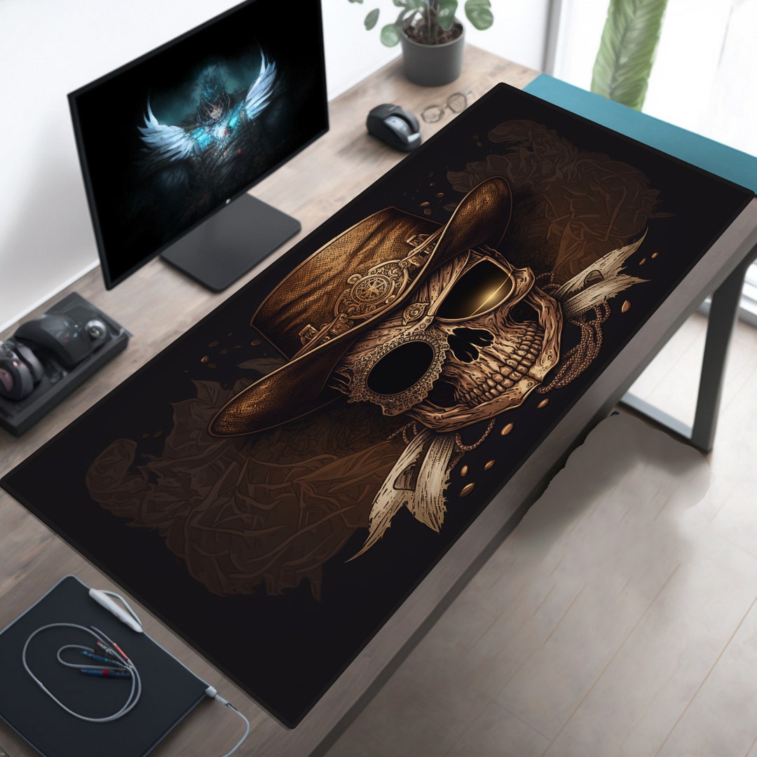 Cowboy Skull Deskmat Skull Art Desk Pad Horror Mouse Pad Gaming ...