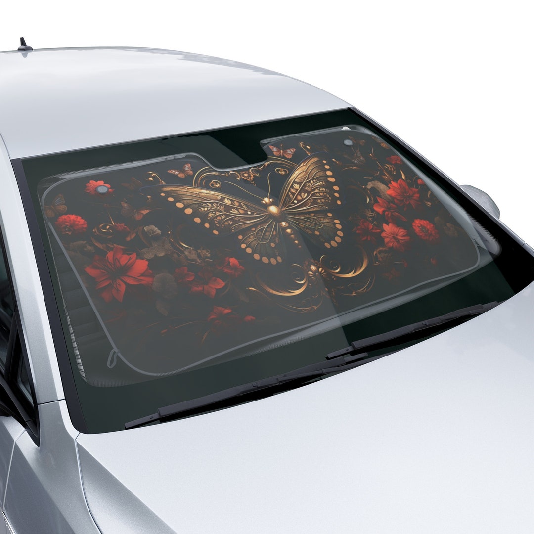 Gothic Gilded Moth Car Shade, Unique Car Accessory, Gothic Windshield ...
