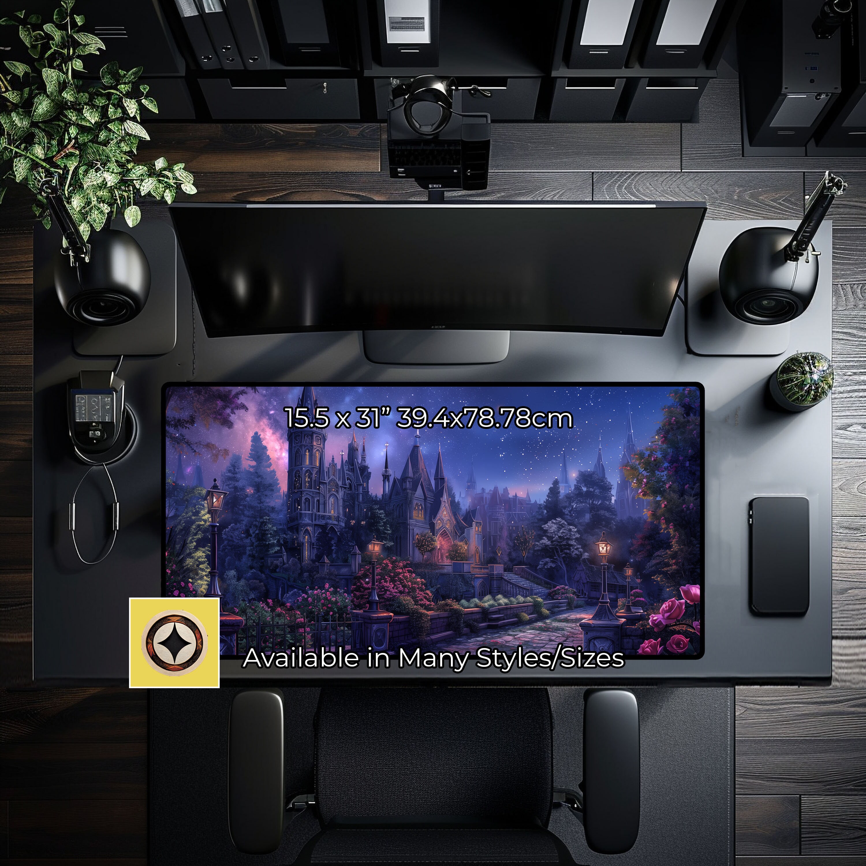 Celestial Sky and Fantasy Town Gaming Desk Mat Mousepad, Game Table ...