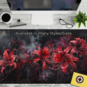 Red Spider Lily Goth Desk Decor, Gothic Desk Mat Mousepad, Goth ...