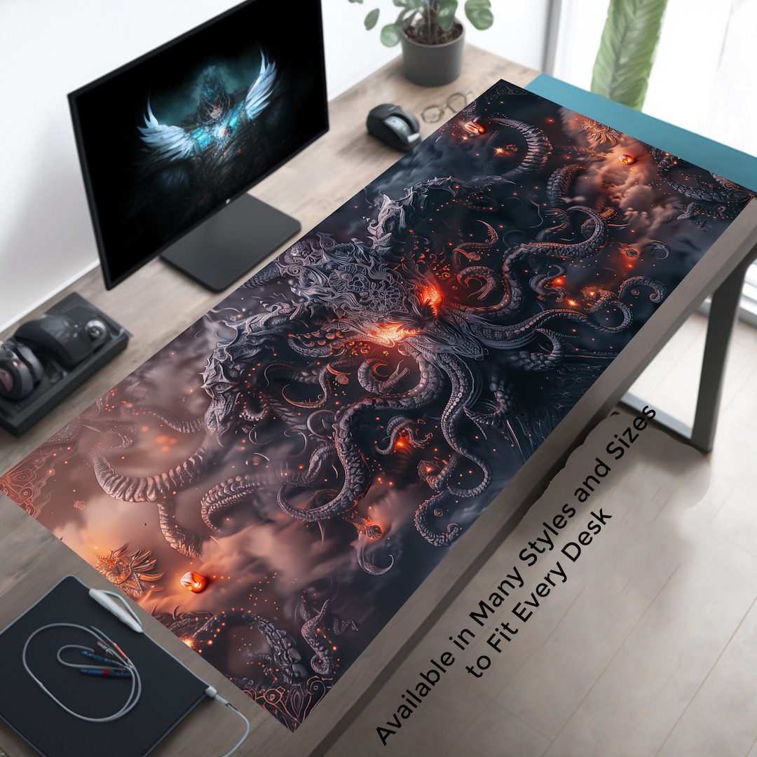 Gaming Desk Mat Mousepad XL Mouse Pad, Playmat Fantasy Monster ...