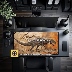 Dinosaur-themed Lofi Desk Mat: Prehistoric Desk Accessory Featuring ...