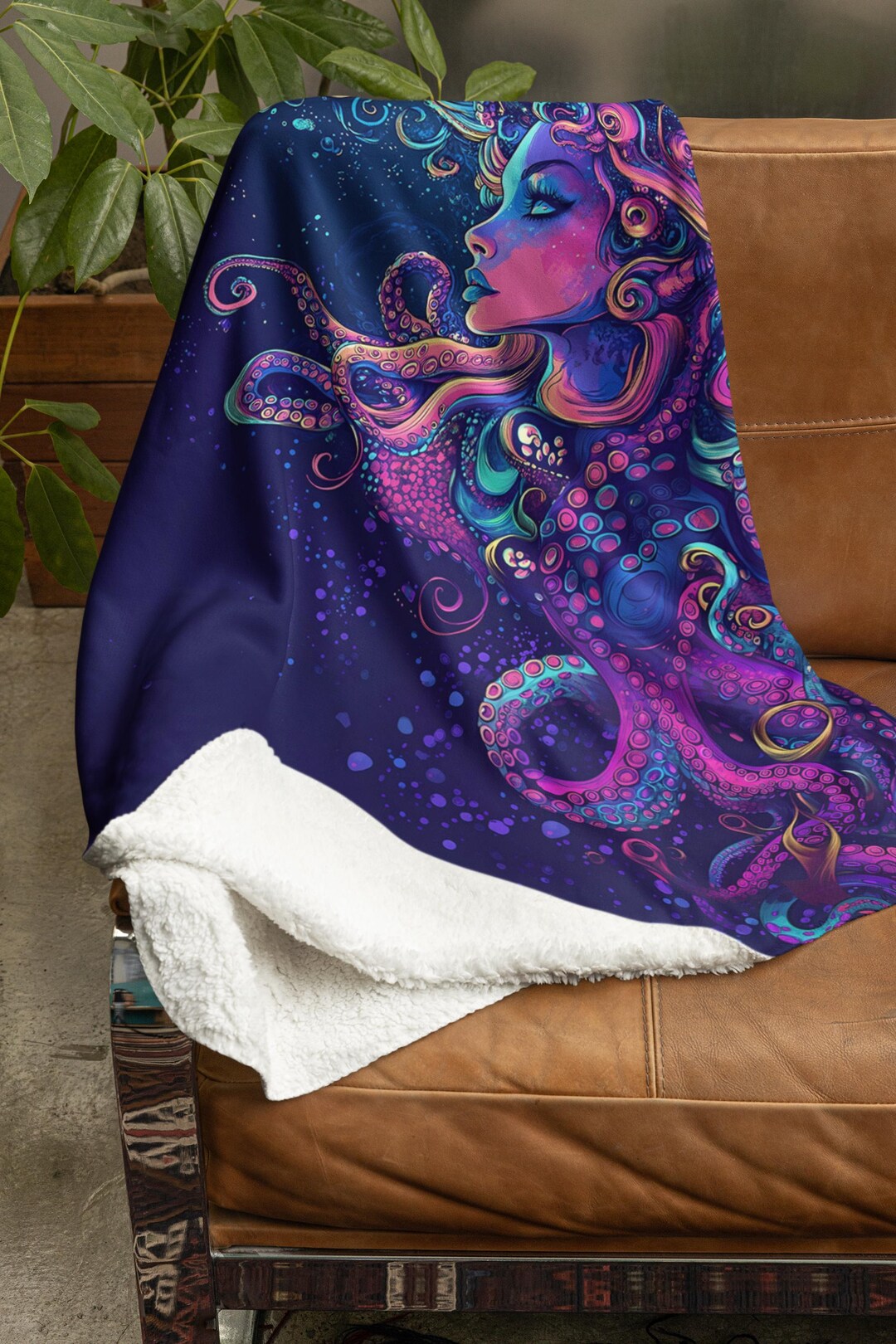 Aquatic Medusa Fantasy Throw Blanket / Full Size Blanket - Warm and ...