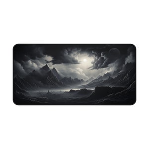 Black Mouse Pad, Aesthetic Mousepad, Mountain Desk Mat, Midnight ...