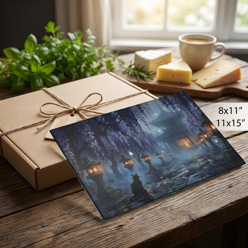 Wisteria Temple Pathway Japanese Art Glass Cutting Board - Artful Home ...