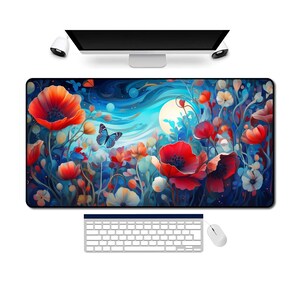 Wildflower Delight Desk Mat, Moonlit Wildflowers Desk Pad, Floral Desk ...