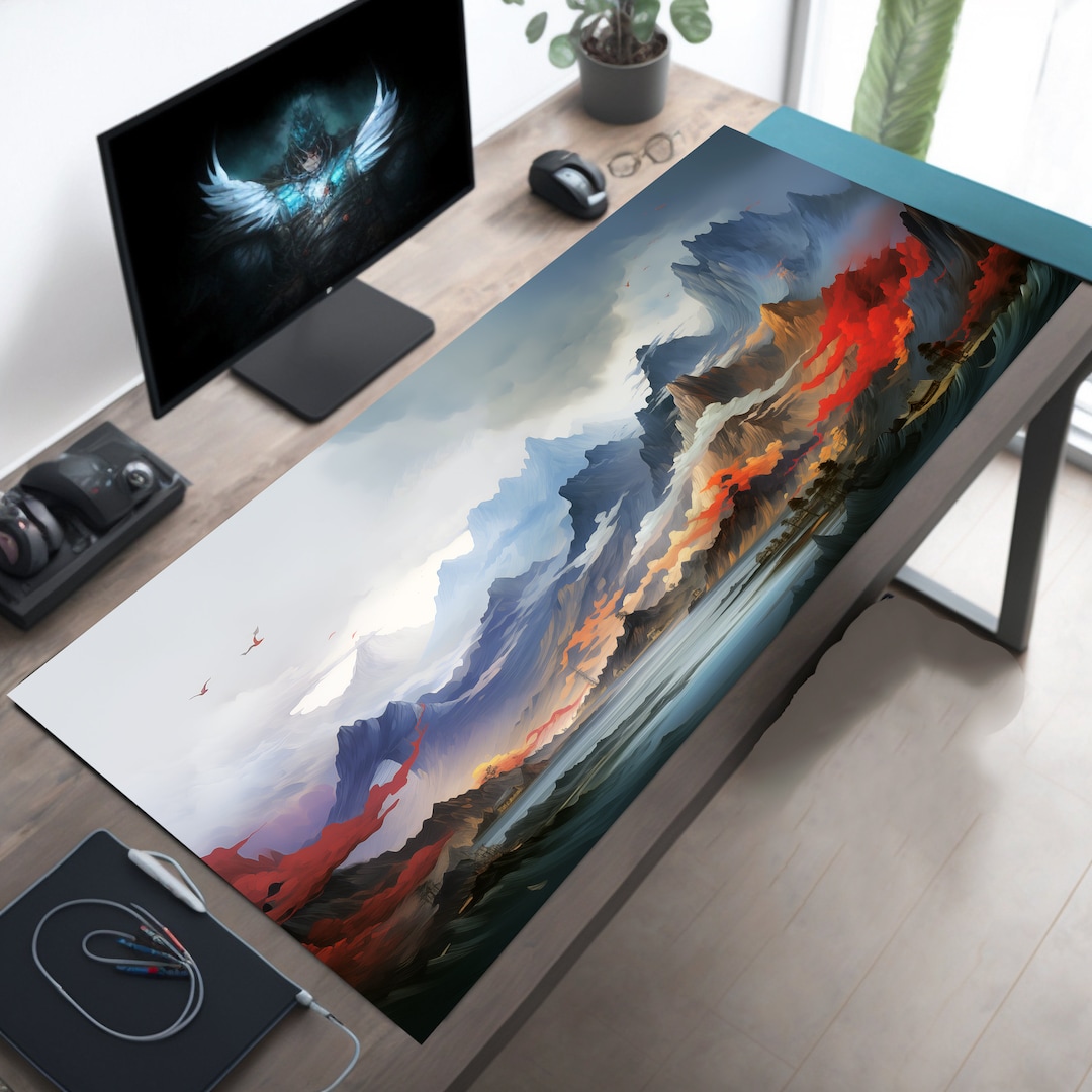 Cloudy Mountain Wonders, Mountain Mousepad XL, Mountains Mouse Pad ...