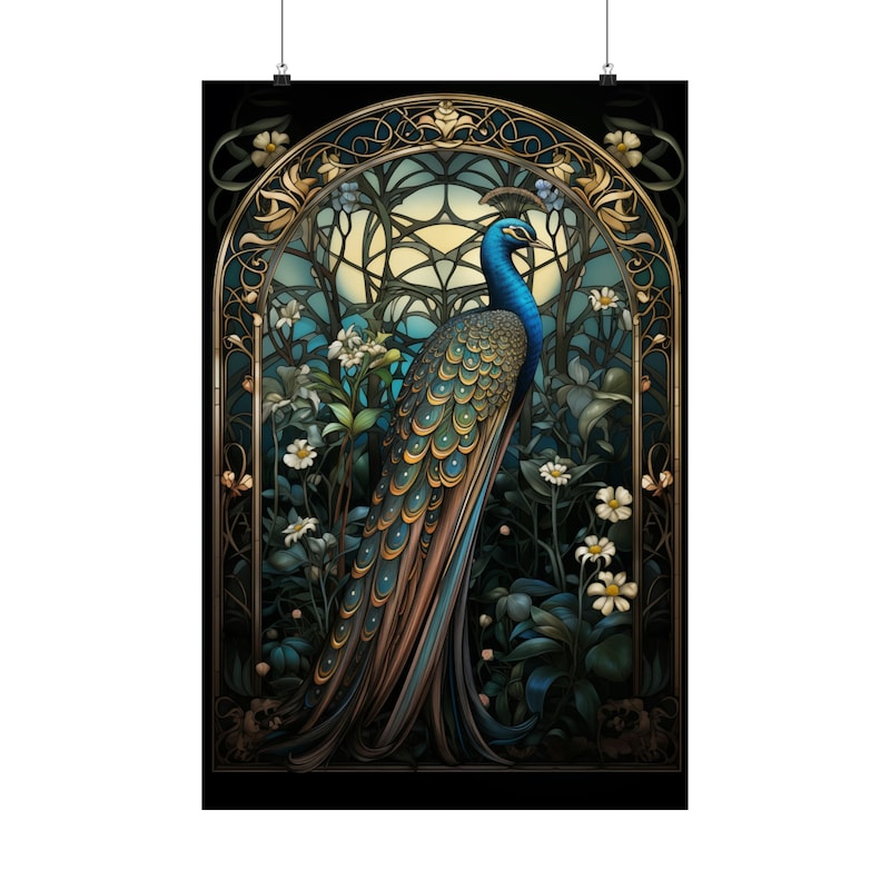 Peacock Art Nouveau Etsy