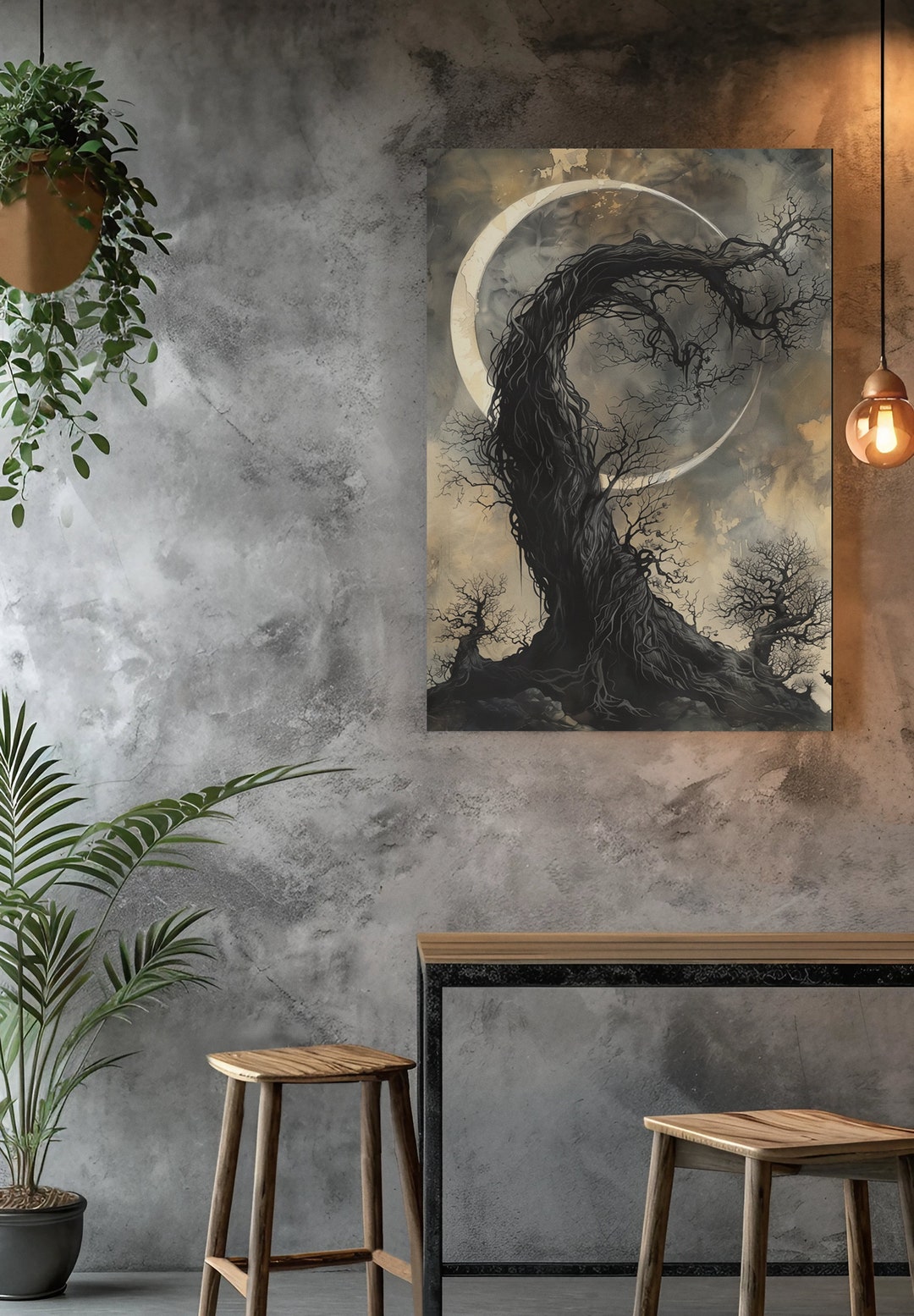 Lofi Gothic Spooky Tree Poster Art Print, Gothic Tree Wall Art - Etsy
