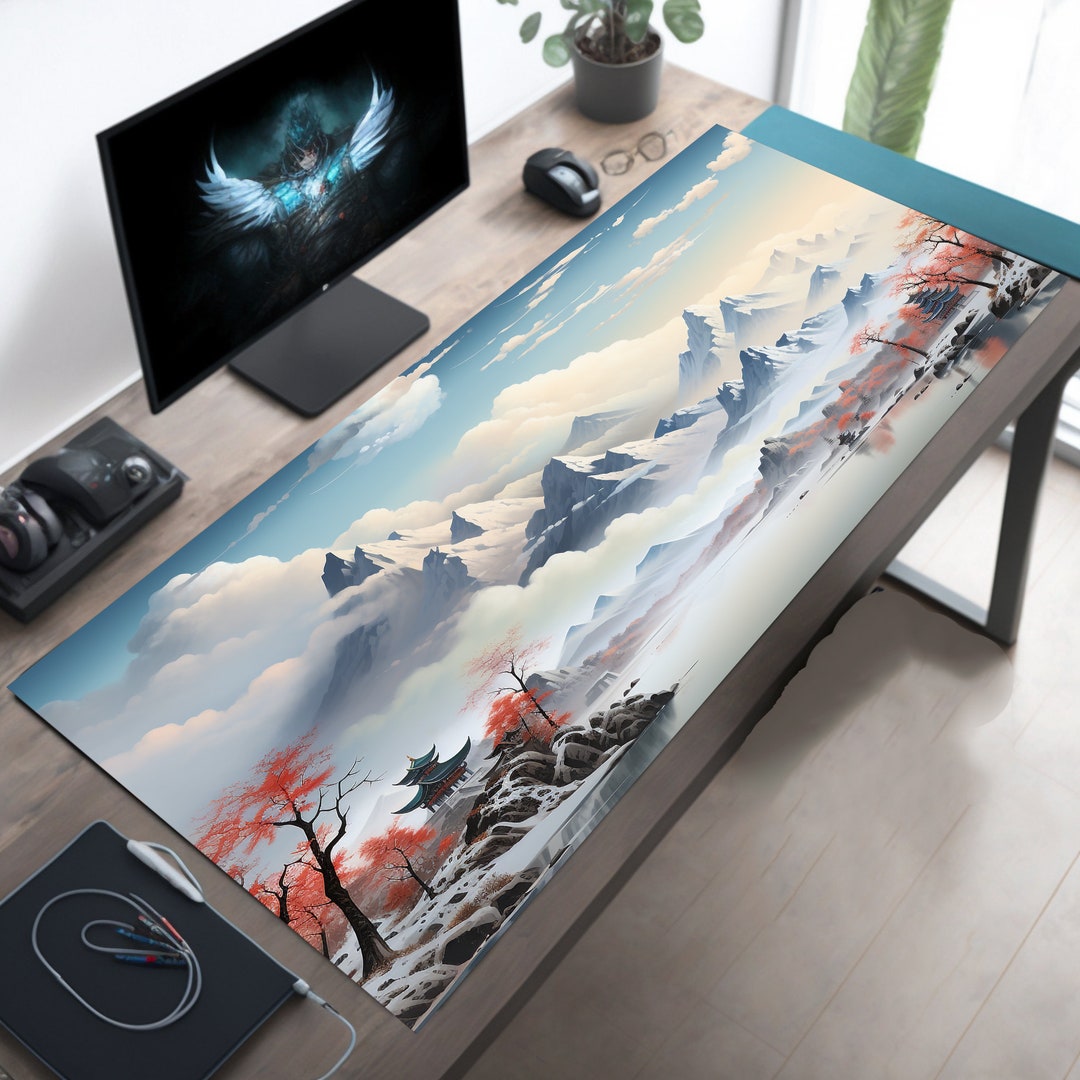 Mountains of Mongolia Desk Mat, Mountain Mouse Pad, Extra Large ...