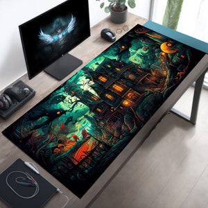 Macabre Scary Mansion Desk Mat, Edgar Allan Poe Inspired Desk Pad ...
