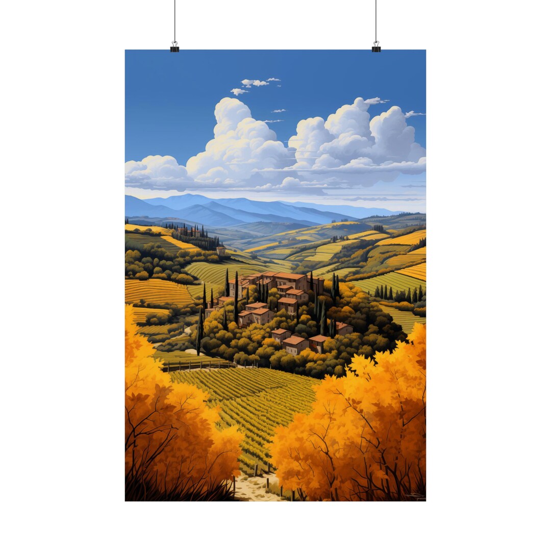 Autumn in Tuscany Poster, Autumn Italy Poster, Italian Countryside Art ...