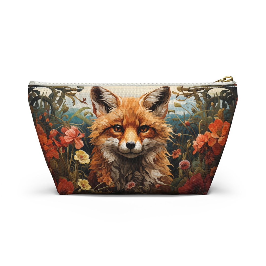 Cute Fox Travel Makeup Bag, Cottagecore Cosmetic Bag, Japanese Makeup ...