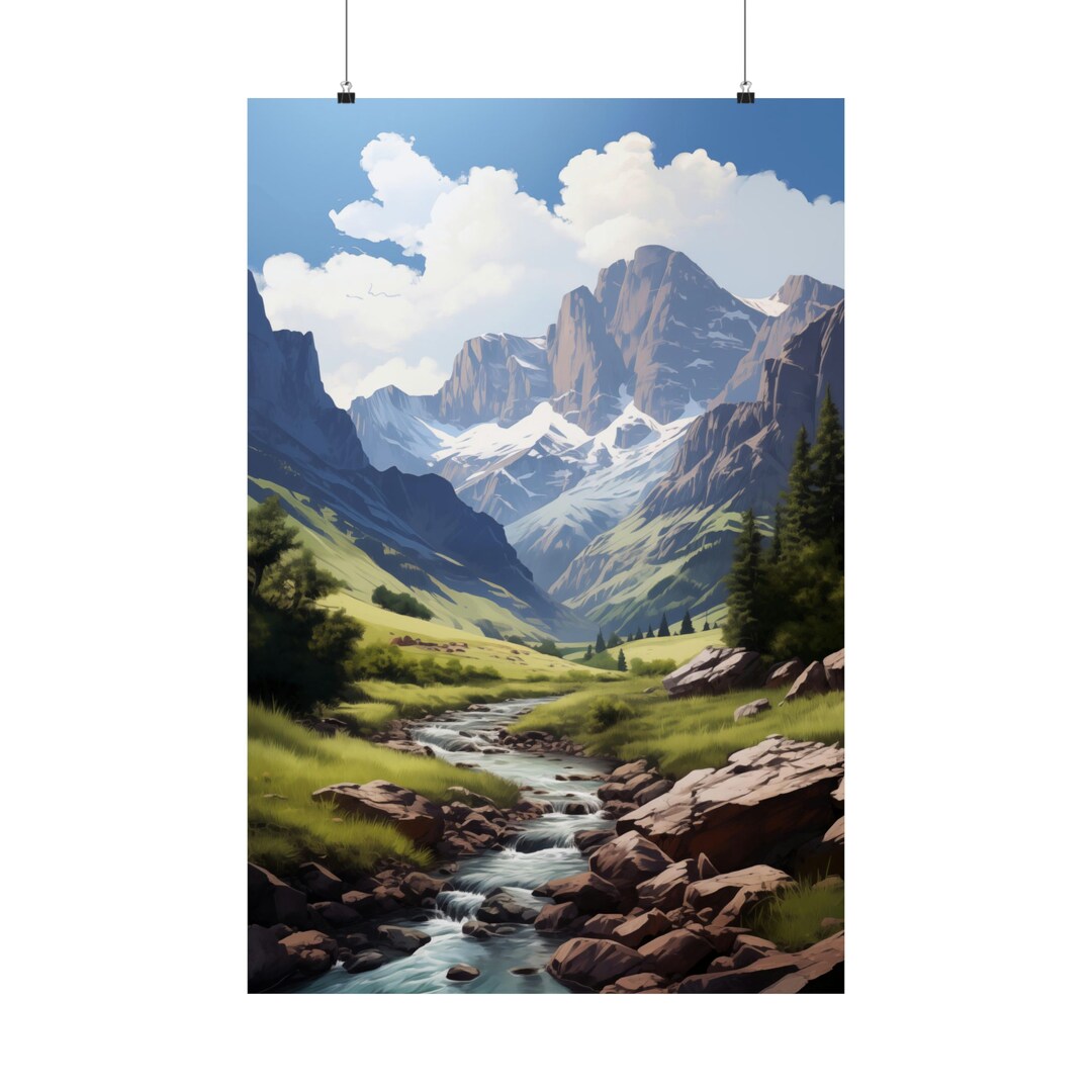 Rocky Mountain Wall Poster, Mountain Poster, Mountain Wall Decor ...