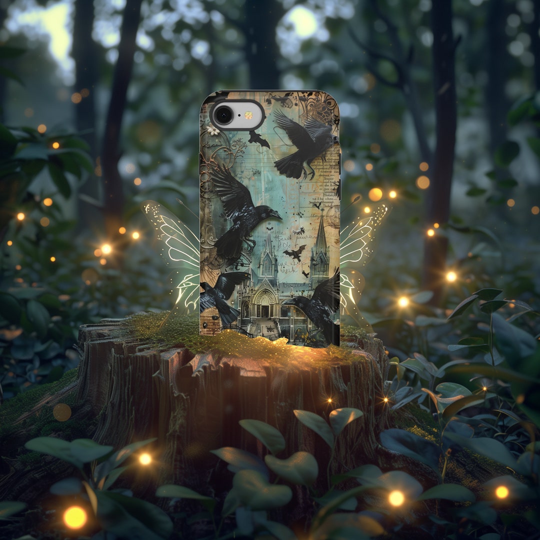 Junk Journal Style Goth Ravens and Church Phone Case, Goth iPhone Case ...