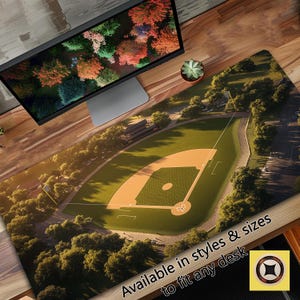 Baseball Themed Desk Mat Mousepad for Baseball Fans - Baseball Field ...