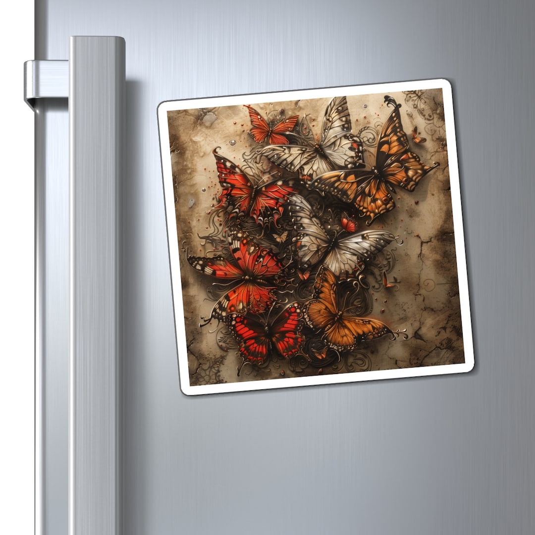 Dark Aesthetic Gothic Butterflies Magnet, Square Fridge Magnet, Goth ...
