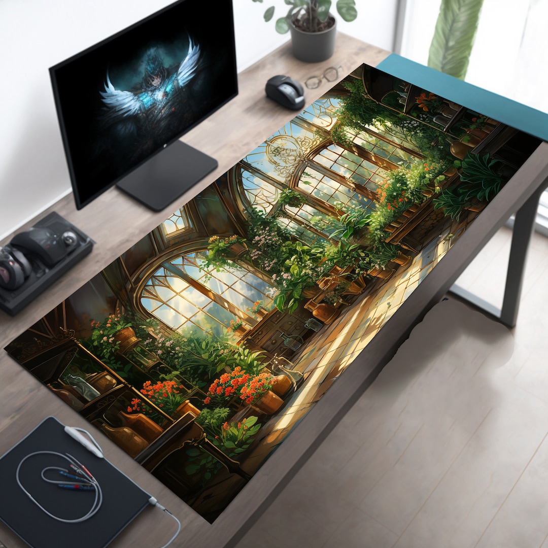 Botanical Greenhouse Desk Mat, Plant Mouse Pad, Botanical Desk Mat ...
