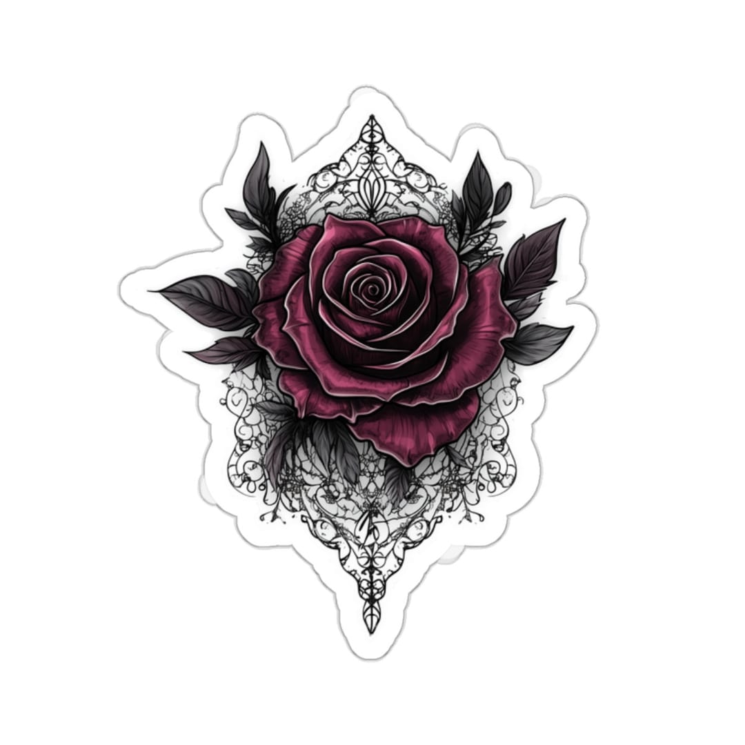 Cute Goth Sticker - Kiss-cut Sticker - Gothic Rose Sticker - Goth ...