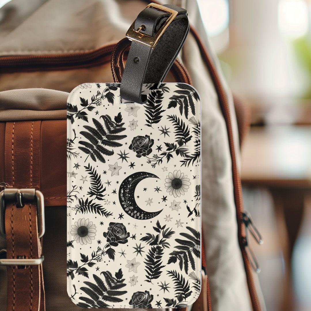 Cute Witchy Goth Moon Luggage Tag, Goth Luggage Tag, Travel Tag, Goth ...
