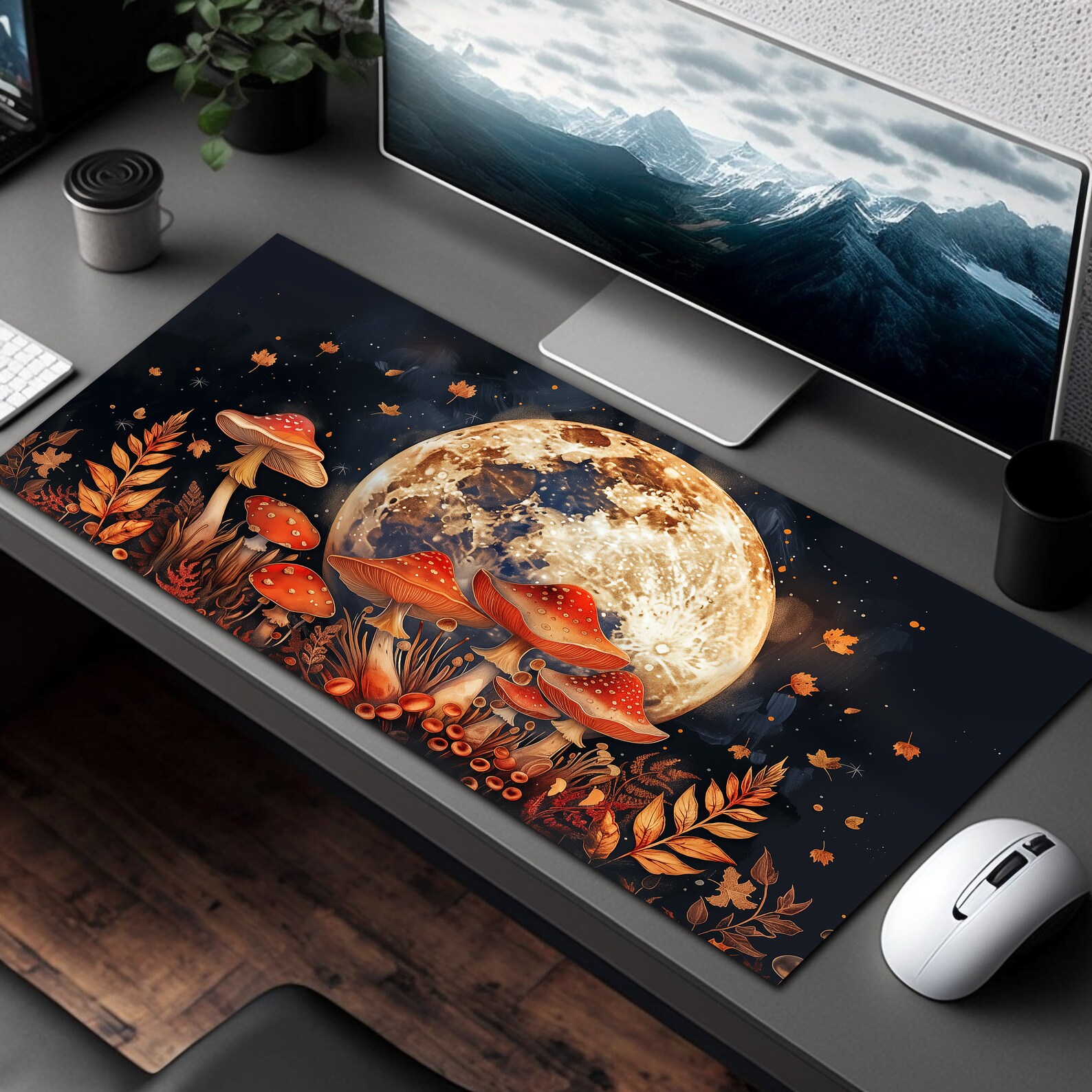 Autumn Full Moon Mushroom Desk Decor, Cute Desk Decor, Cottagecore ...