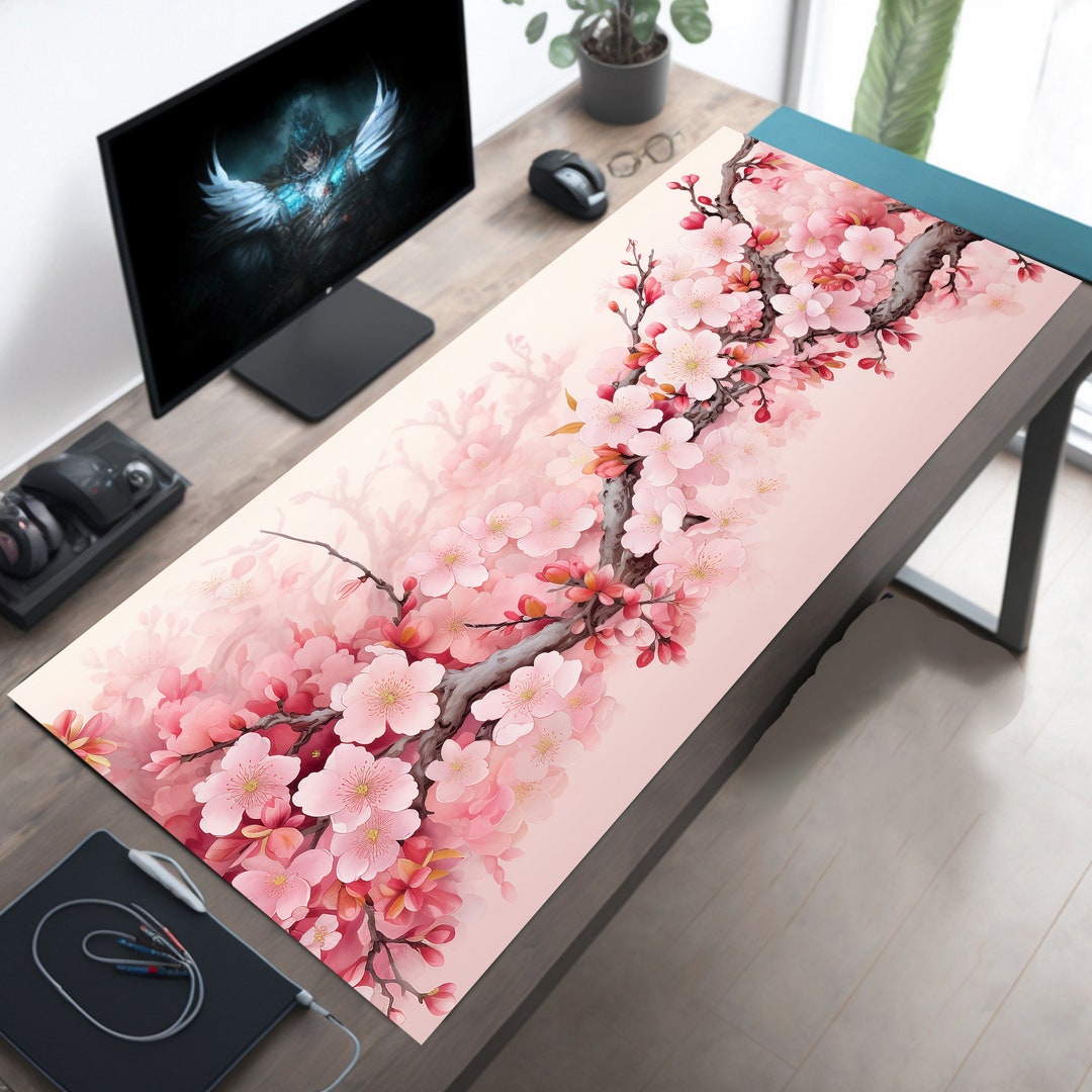 Japanese Cherry Blossom Gaming Desk Mat, Japanese Desk Decor,japanese ...