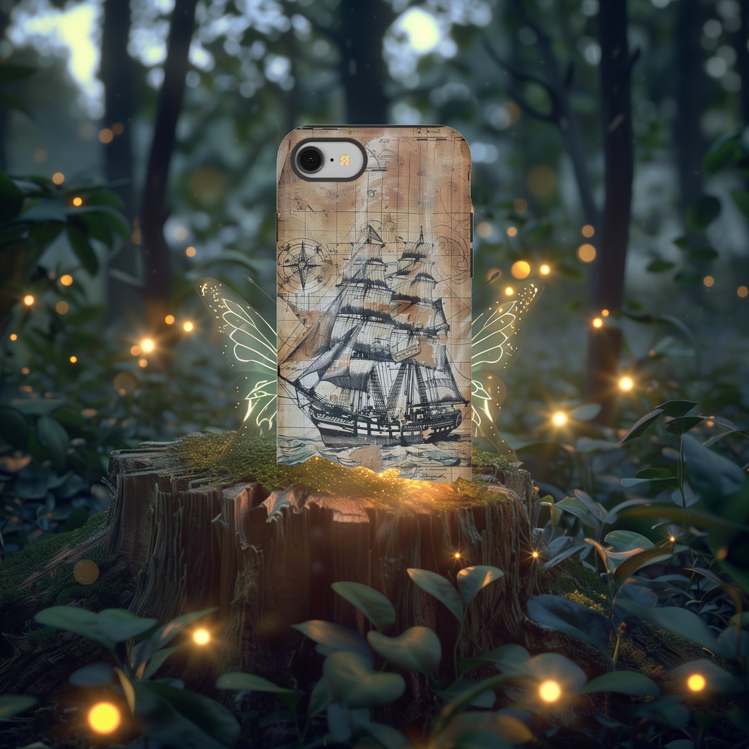 Old World Style Pirate Ship Art, Rustic and Worn Art, iPhone Phone Case ...